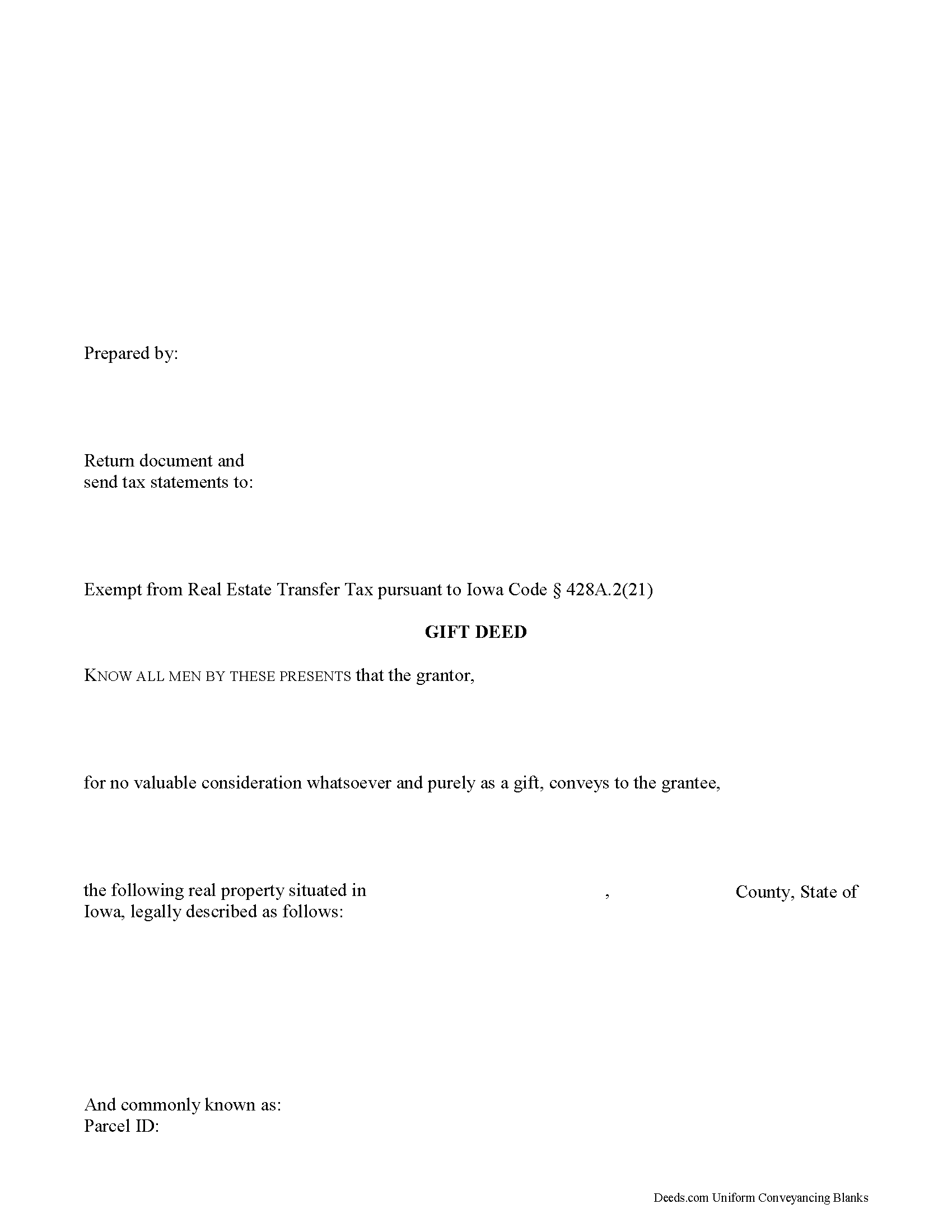 Allamakee County Gift Deed Forms Iowa Deeds