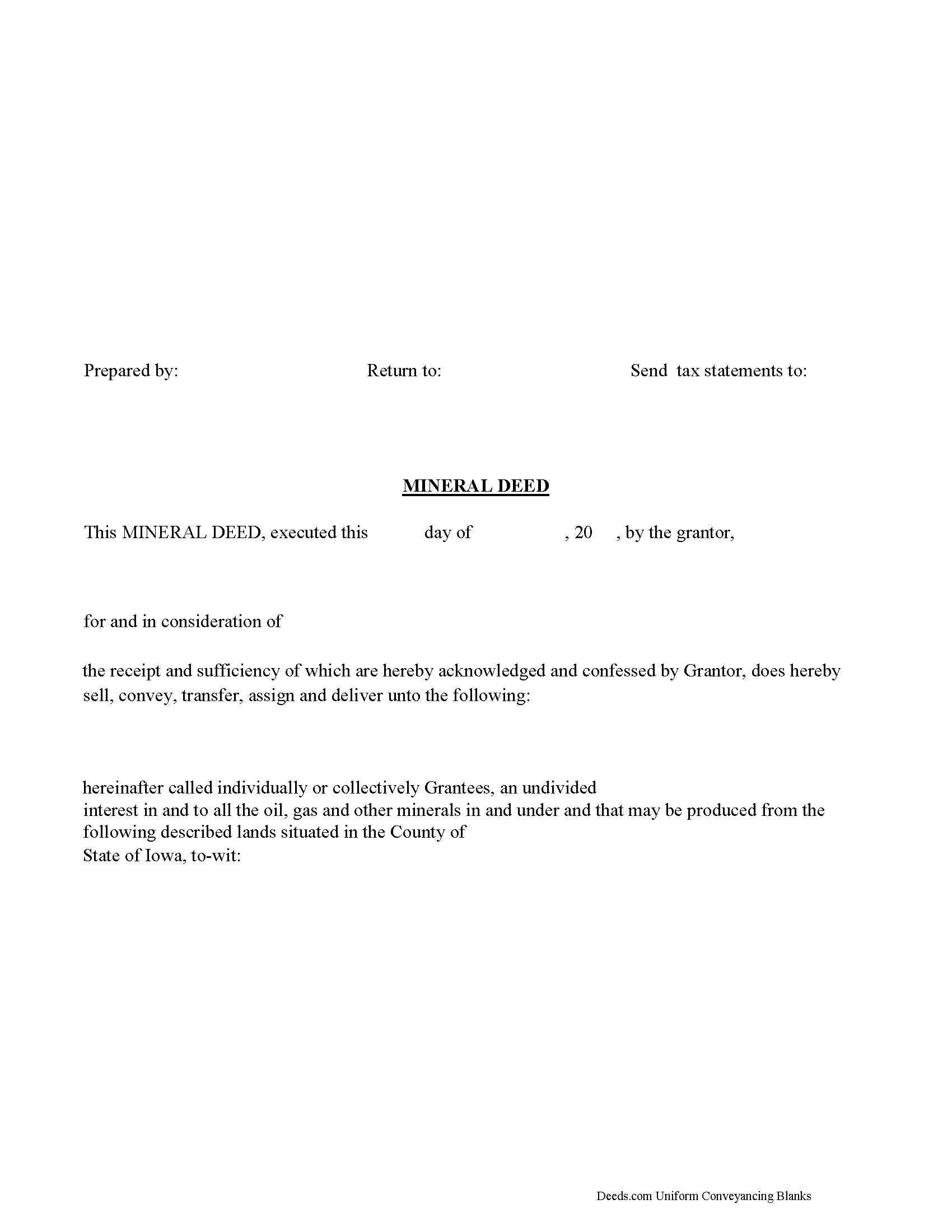 Chickasaw County Mineral Deed Form Iowa Deeds Chickasaw County Mineral Deed Form Iowa Deeds