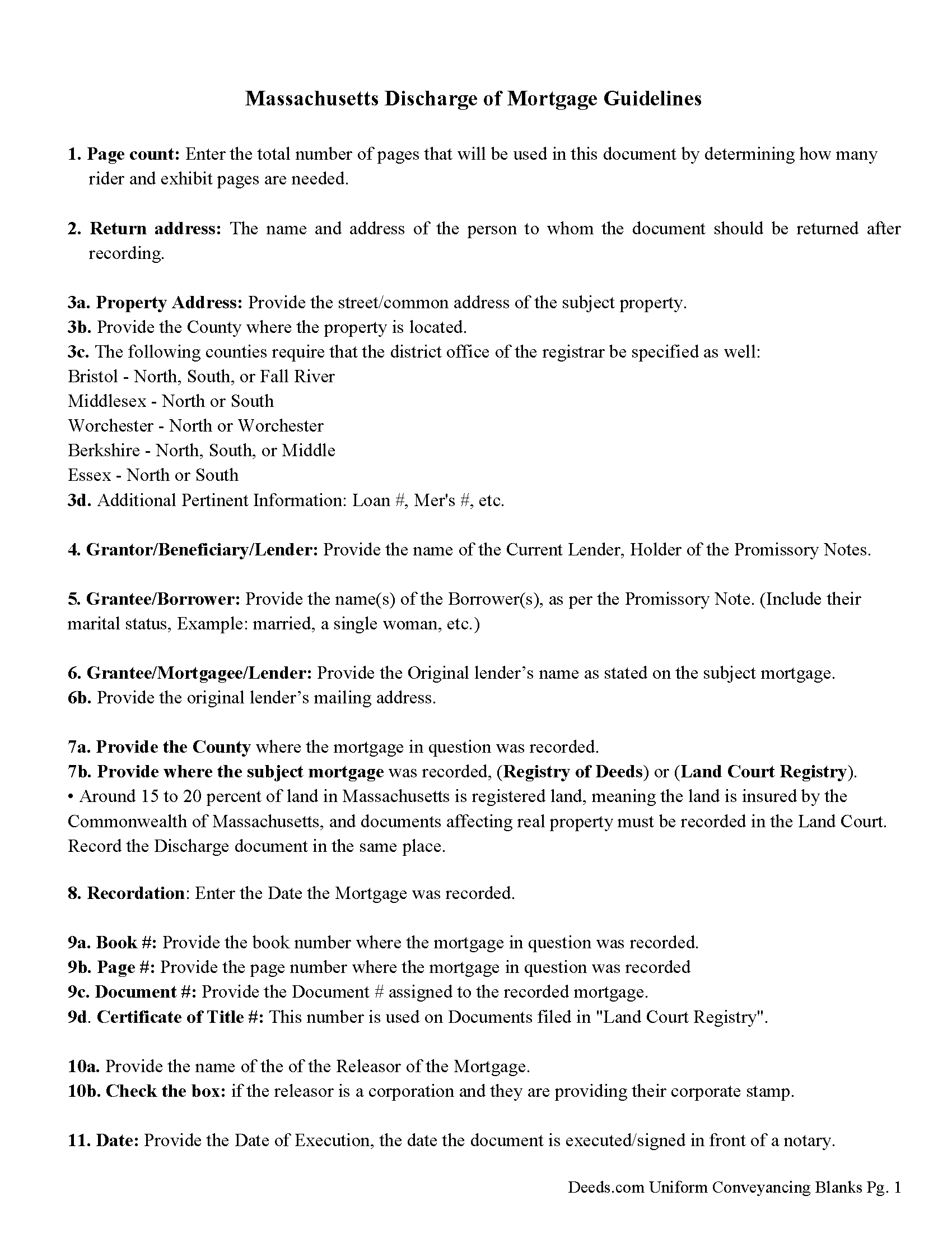 Middlesex County Discharge Of Mortgage Form Massachusetts Deeds Middlesex County Discharge Of Mortgage Form Massachusetts Deeds