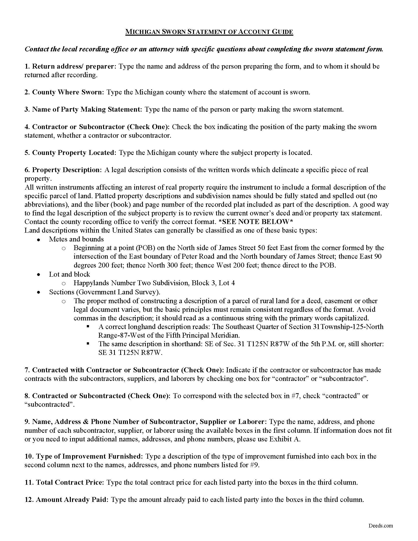 Grand Traverse County Sworn Statement of Account Form | Michigan ... Grand Traverse County Sworn Statement of Account Form | Michigan ...
