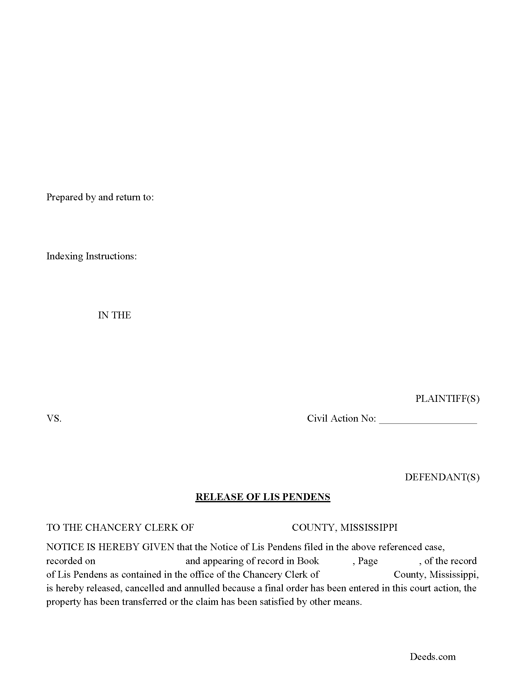 Marshall County Release Of Lis Pendens Forms Mississippi Deeds Marshall County Release Of Lis Pendens Forms Mississippi Deeds