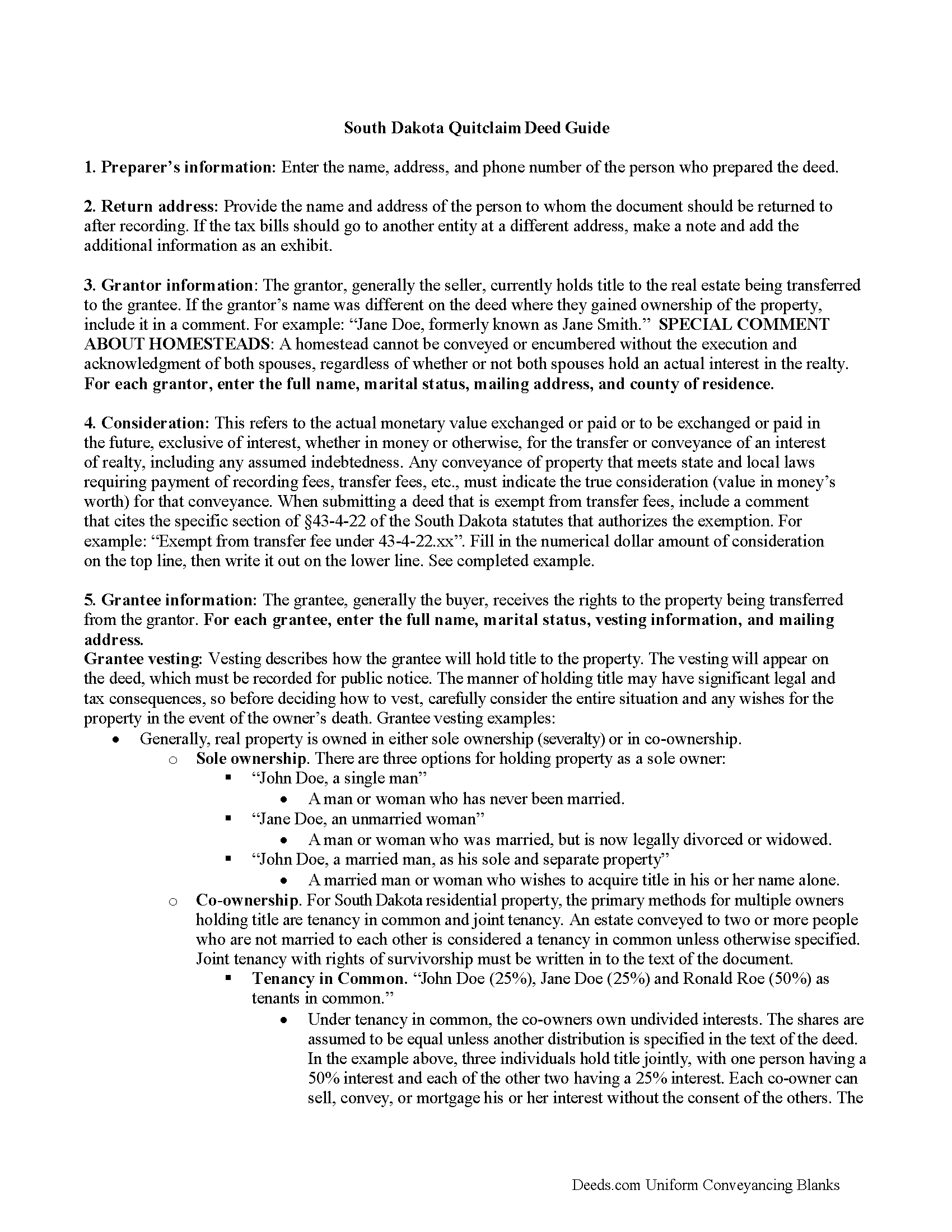 Aurora County Quitclaim Deed Form South Dakota Deeds